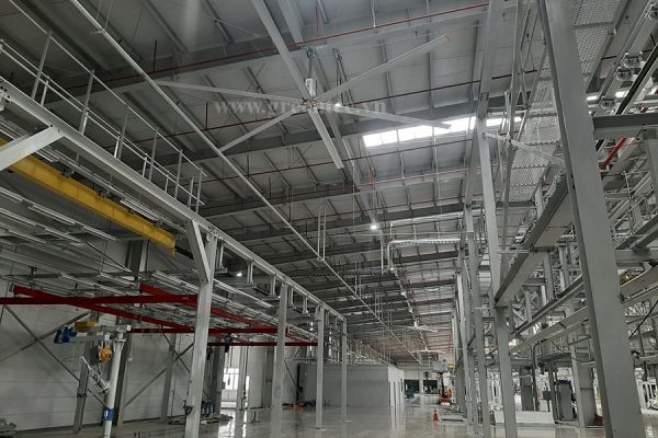 HVLS factory ceiling fans can be used all year round.